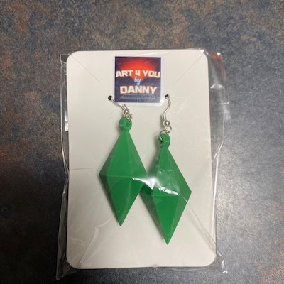Sims Gem plumbob Earrings Silver Green Super Light Weight - Etsy
