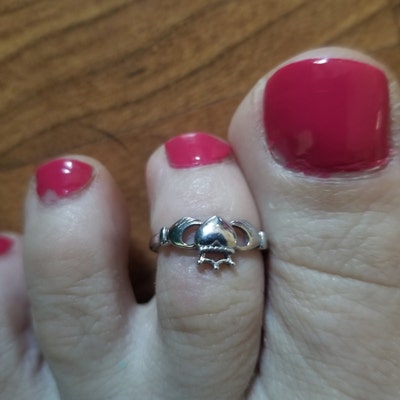 Toe Ring, Silver Toe Ring Claddagh Heart Crown Sterling Silver ...