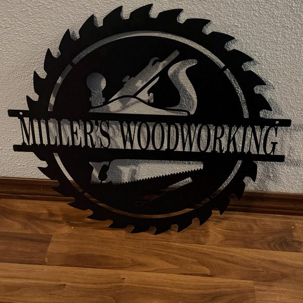 Wood Shop Sawblade Customized Monogram Metal Sign, Construction Trades ...