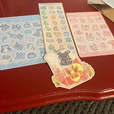 Mini Chubby Poke Starters Vinyl Sticker Sheet - Etsy