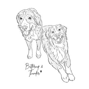 Dog Outline, Custom Line Drawing, Pet Portrait Full Body, Inked Line ...