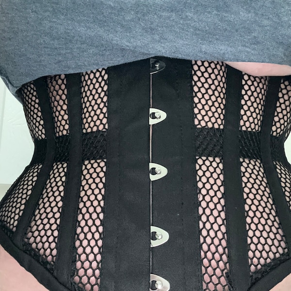 Mesh Under Bust Heavy Duty Steel Boned Corset, Waist Trainer, Body ...