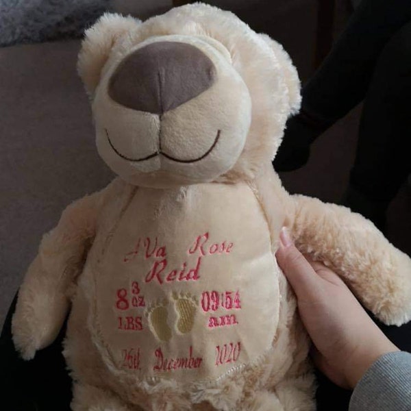 Personalised Teddy Bear Embroidered Baby Cubbie, Girl Boy Name Soft ...