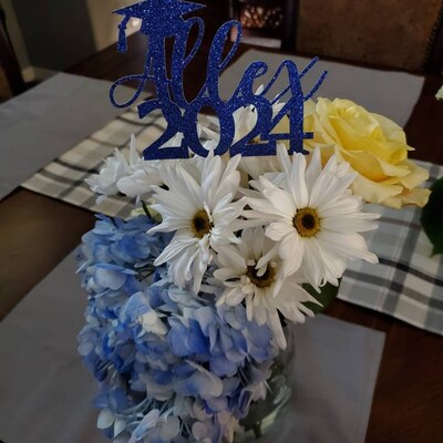 Graduation Centerpiece Stick 5 Piece Set, With Custom Logo and Name ...