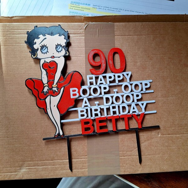 Betty Boop Themed ANY COLOUR Personalised Custom Plastic Cake Topper - Etsy
