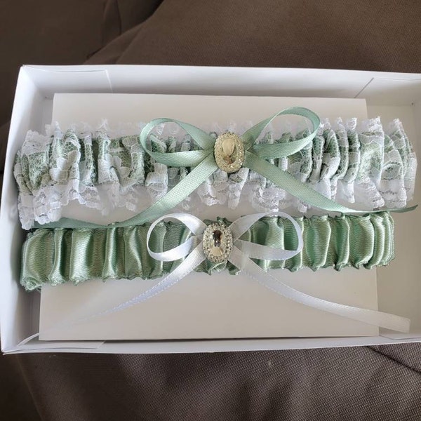 Wedding Garter, Sage Green Garter Set, Wedding Garter Set, Garters for ...