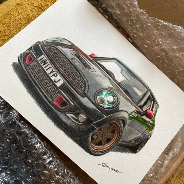 VW Golf GTI MK1 Car Print, Hand Drawn Car Drawing. Perfect Gift for Any ...