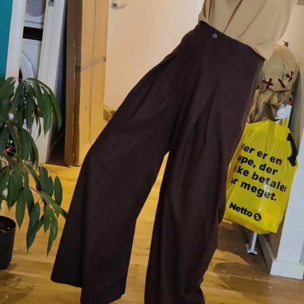 Wool Pants, Long Wool Pants, Wide Leg Wool Pants, Brown Wool Pants ...