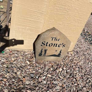 Script Address Rock Sign Engraved Rock Personalized Garden Stone House ...