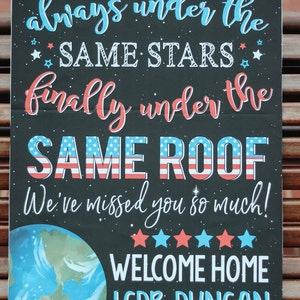 Welcome Home Wife Spouse Husband Sign Template Same Stars Homecoming ...