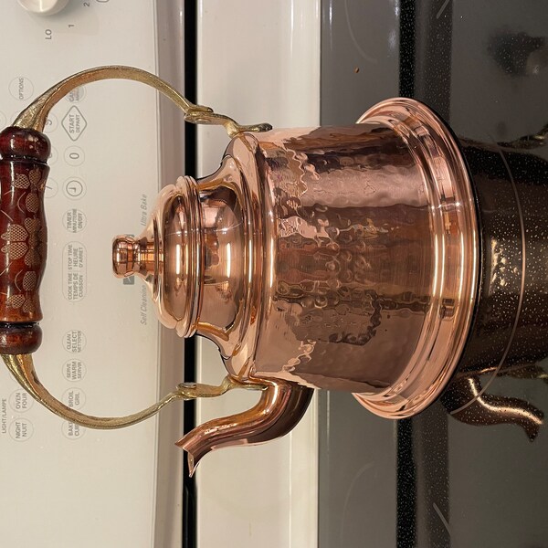 Handmade Copper Tea Kettle, Stovetop Teapot, Traditional Ottoman Copper ...
