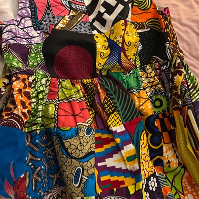 PATCHWORK African Printed Fabric Sleeveless Maxi/full Length Dress 100% ...