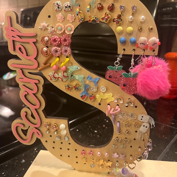 Personalized Earring Holder - Custom Earring Display, Wood Jewelry ...