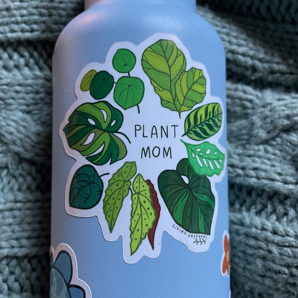 Plant Mom Sticker, Plant Stickers, Glossy Coated Vinyl Die Cut Sticker ...