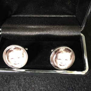 925 Sterling Silver Custom Photo Cuff Links Personalized Picture ...