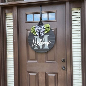 Monogram Front Door Sign Welcome Door Decor Front Door - Etsy