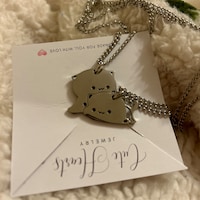 Matching Couples Cat Necklace, Best Friends BFF Necklace Set Kitty ...