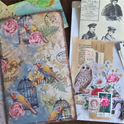 4 X Handmade Junk Journal Collage Tags, Junk Journal Cards, Junk ...