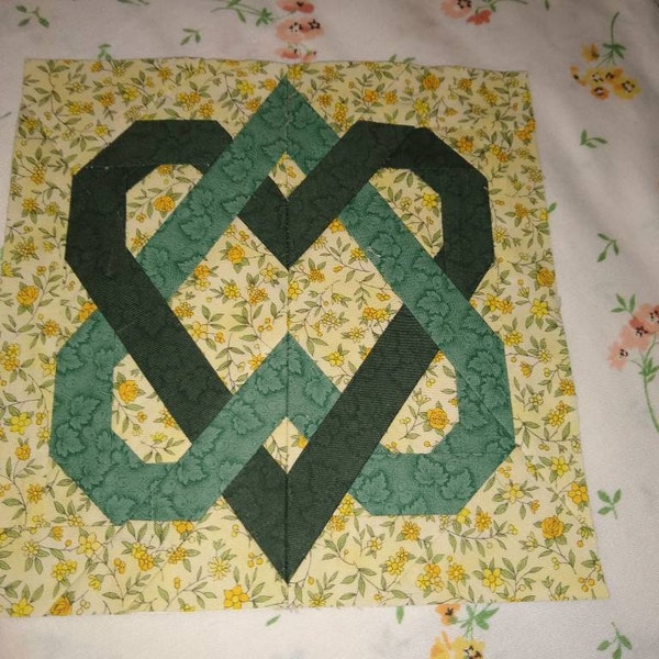 Linked Hearts Paper Piece Quilt Block Pattern PDF Download, 8 & 12 Inch ...