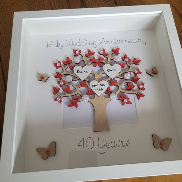 Ruby Wedding Anniversary Frame, Wedding Gift, Personalised, 40th ...