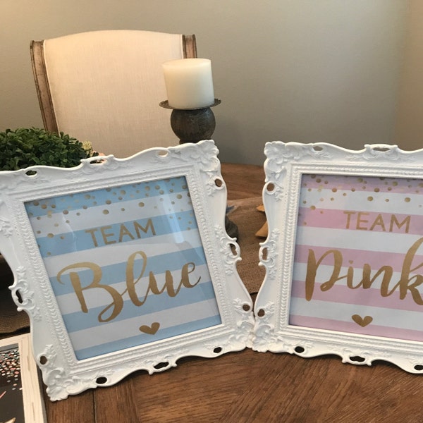 Gender Reveal Sign Team Blue Team Pink Signs Baby Shower Signs Photo ...
