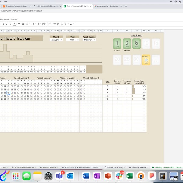 Monthly Calendar Gamified | Google Sheets | Monthly Digital Planner ...