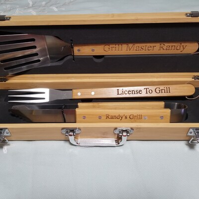 Personalized BBQ Set Fathers Day Gift Christmas Gift for Dad Engraved ...