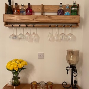 Drinks rack home bar cocktail cabinet rustic wall mounted | Etsy