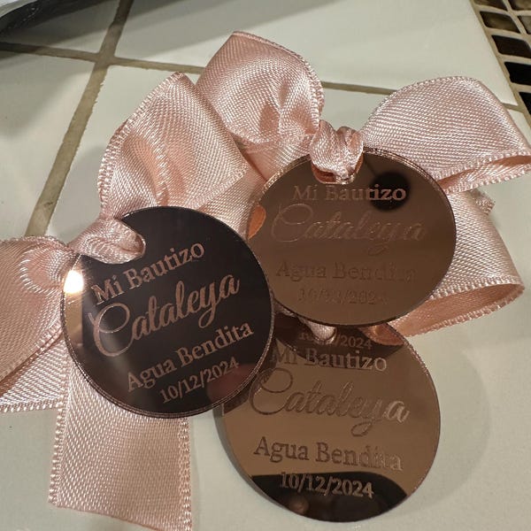 Personalized Rose Gold Tag, Custom Baptism Day Tag, Custom Name Tag ...