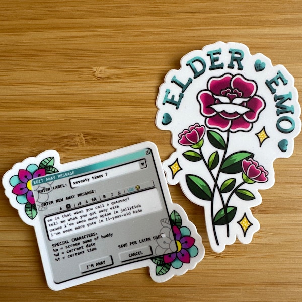 Classic Gray Aol Aim Away Message, Emo Elder Pop Punk Vinyl Sticker ...