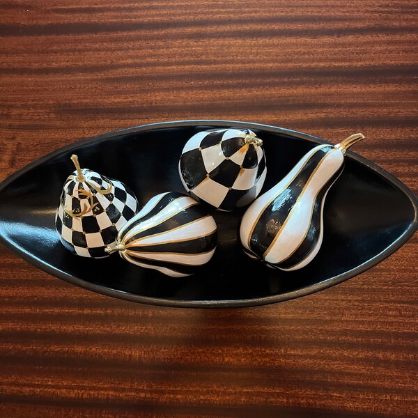 Black and White Checkered Pumpkin Table Centerpiece Whimsical Pumpkins ...