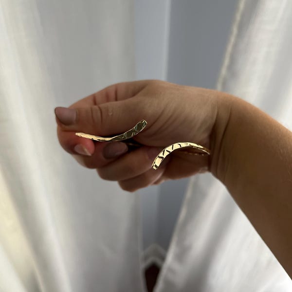 Snake Design Arm Cuff, Minimalist Arm Cuff, Gold Arm Band, Gold Upper ...