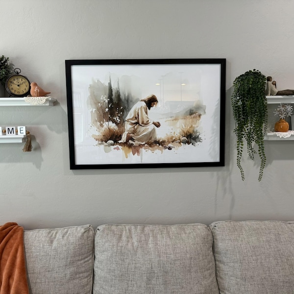 Jesus Calms the Storm Canvas Wall Art Hush Be Still Poster Watercolor ...