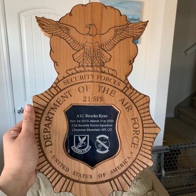 Security Forces Personalized Wood Badge, Air Force Police Plaque ...