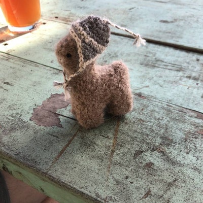 3.5 IN Needle Felted Alpaca Sculptures With Chullo or Hat Felted ...