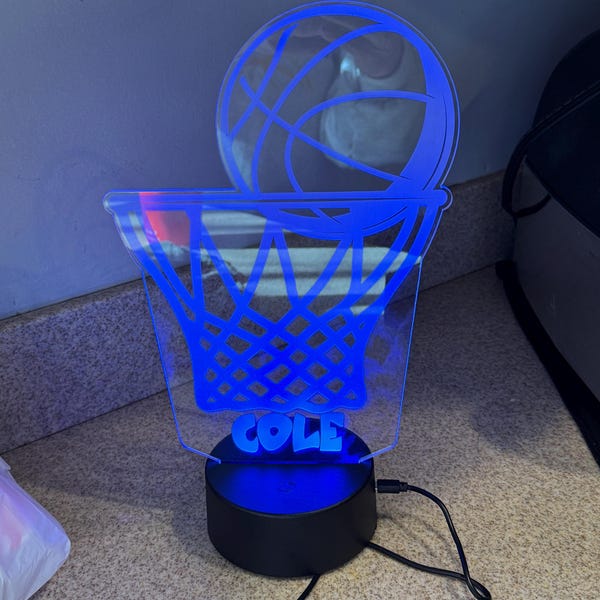 Basketball Personalized LED Night Light - Custom Gift for Fans, Sports ...