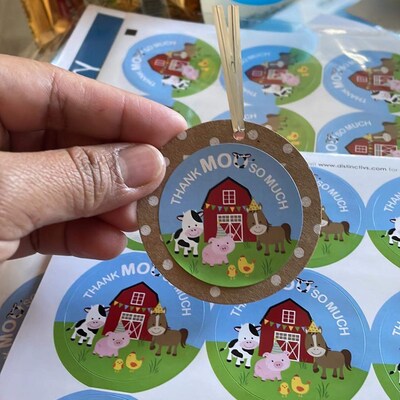 Farm Animals Birthday Party Thank Moo so Much Stickers Barnyard ...