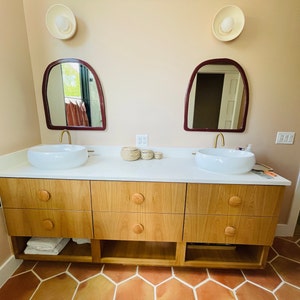 Wavy Concrete Mirror, Artistic Irregular Rock Mirror, Organic Home ...