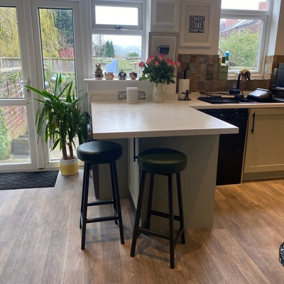 Charlie Tanner Chunky Square Frame Bar Stool With Leather Seat - Etsy