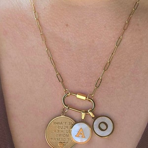 Puffy Initial Mini Bubble Letter Gold Filled Chain Necklace Stainless ...