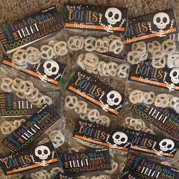 Skeleton Treat Bag Topper, Bag of Bones Bag Topper, DIGITAL EDITABLE ...