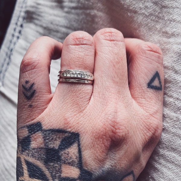 Stackable Name Ring Initial Ring Silver Id Ring Gold Stacking Ring ...