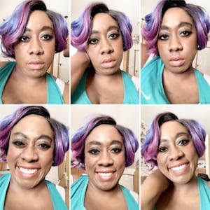 Purple Pink Splash Dark Root Ombre Side Part Wavy Bob Wig - Etsy