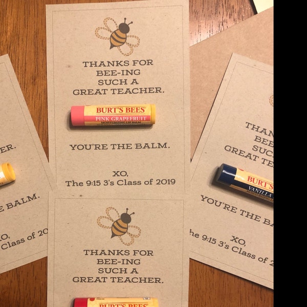 Teacher Appreciation Gift - Custom Teacher Card - Thanks for Bee-ing ...