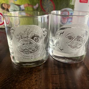 Custom Pet Memorial Photo Rock Glass Engraved Dog Picture Whiskey Glass ...