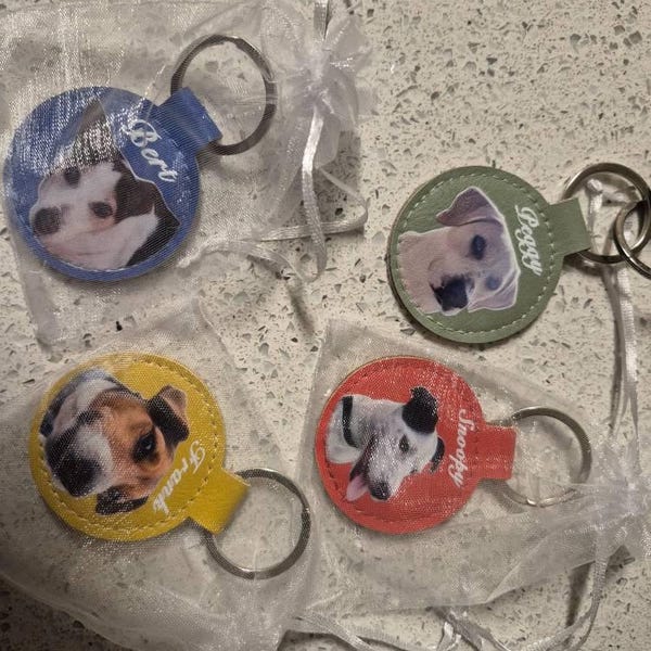 Personalized Pet Portrait Keychain: Custom Leather Dog Memorial Gift - Etsy
