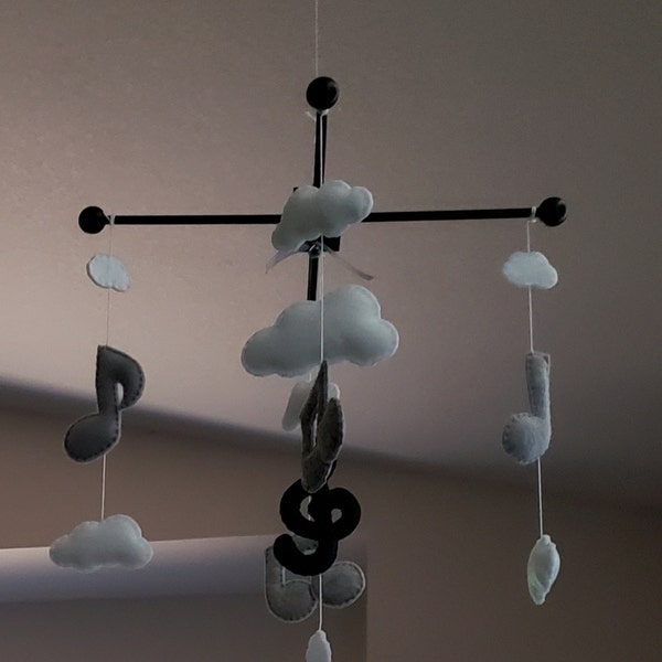 Music Note Mobile: Modern Nursery Musical Note Decor in Girl Room ...