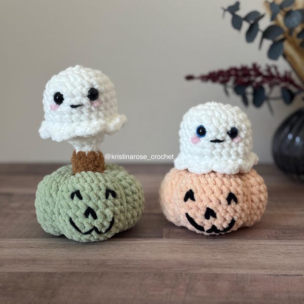 Ghouly Boo Bop Crochet Pattern: Low Sew Ghost & Pumpkin (PDF Pattern ...