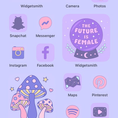 Cute Purple and Pink App Icon Pack, Ios 15 16 & Android App Icons ...