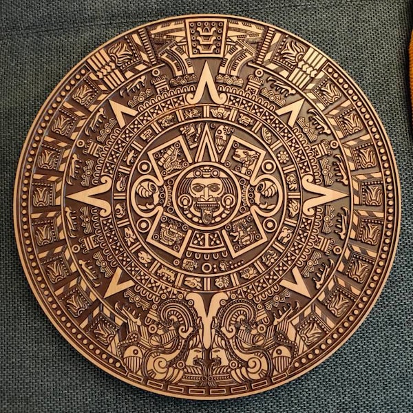 Wood Carved Aztec Calendar Wall Art , High Detail Aztec Wood Carving ...